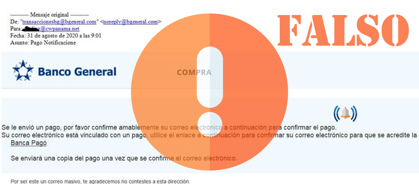 Banco General avisa de correo phishing - TeclaATecla